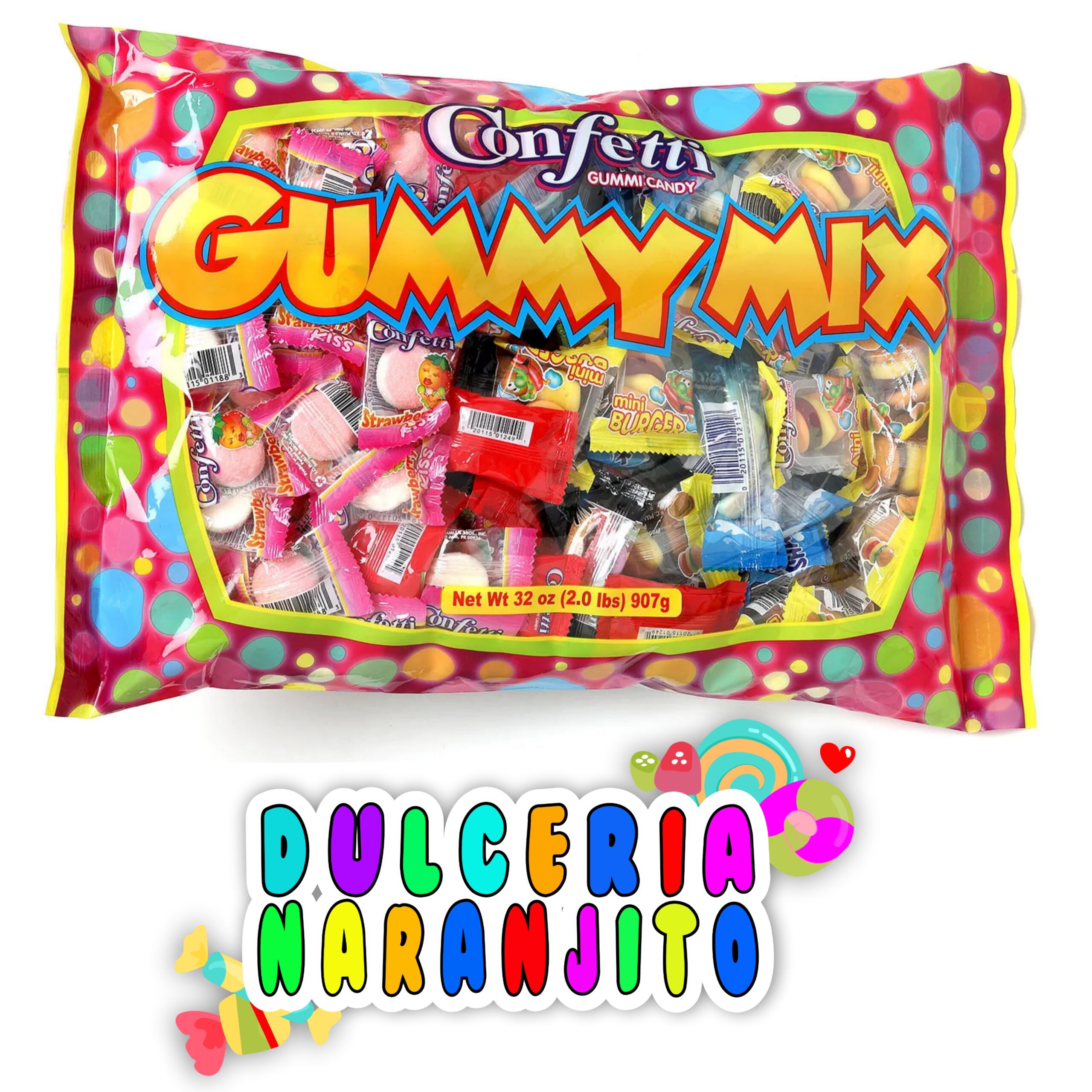 Confetti Gummy Mix🍔🍉🍓🦈(2 lbs) - dulcerianaranjito