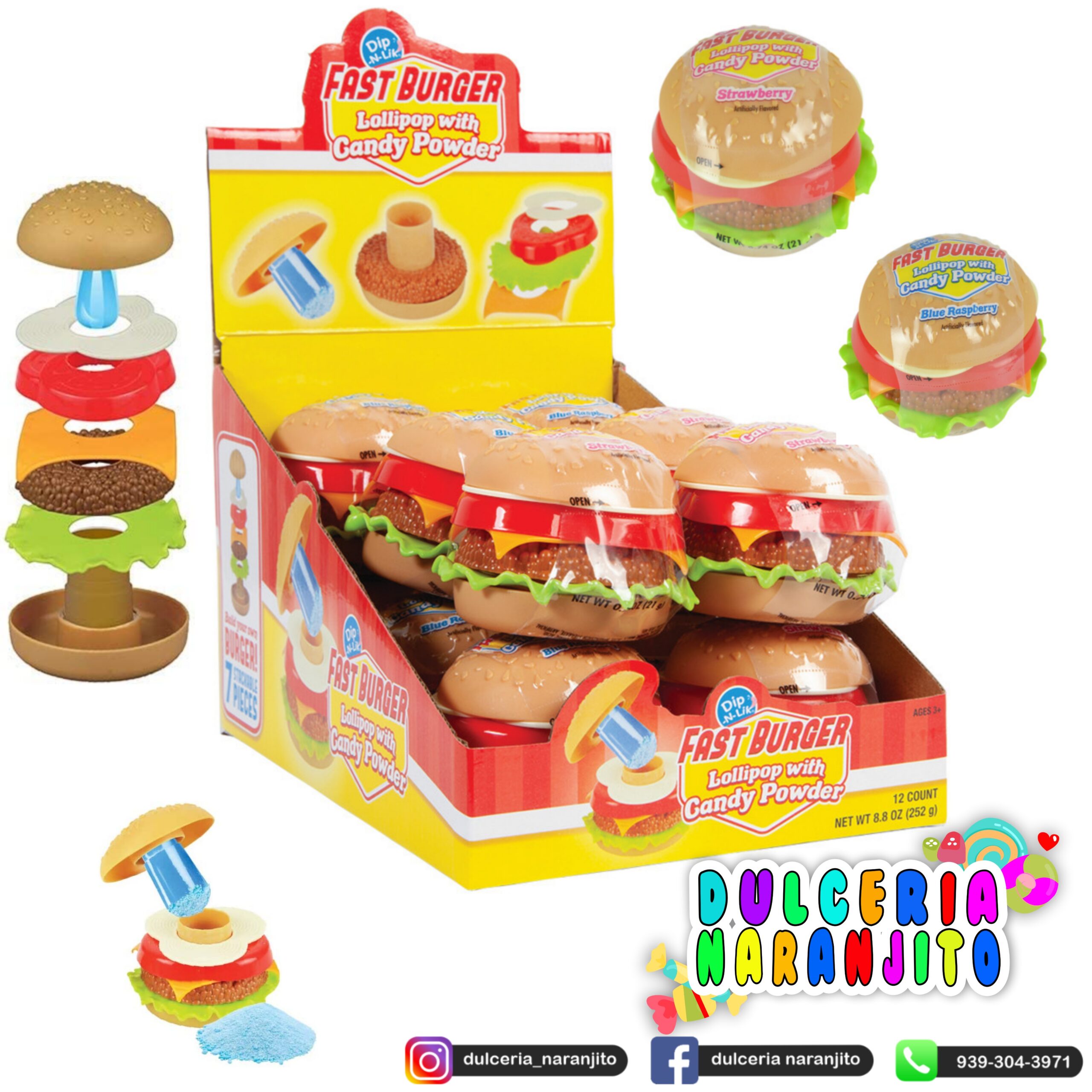 Fast Burger Lollipop with Candy Powder🍔 - dulcerianaranjito