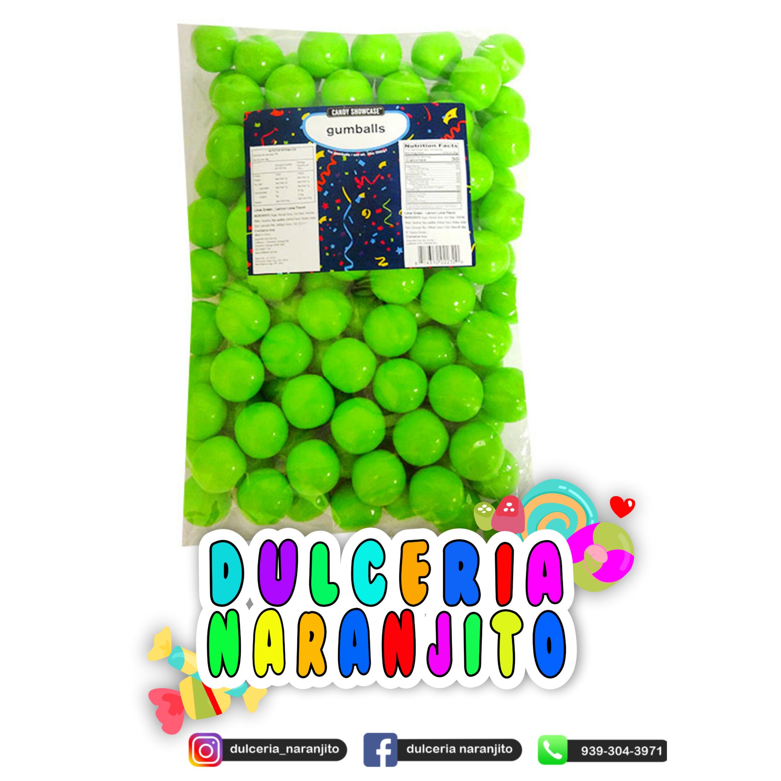 Candy Showcase gumballs Lime Green - dulcerianaranjito
